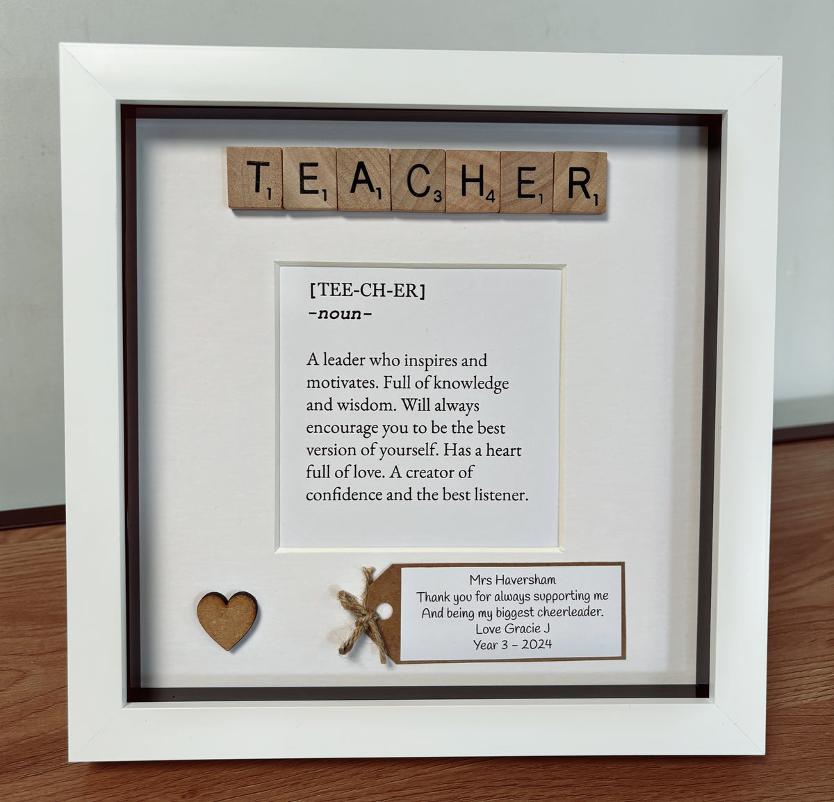 Teacher meaning frame with personalised message – Made For Amour UK